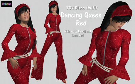 Second Life Marketplace - 70s Disco Outfit - Dancing Queen Red (Mahonie Shop)